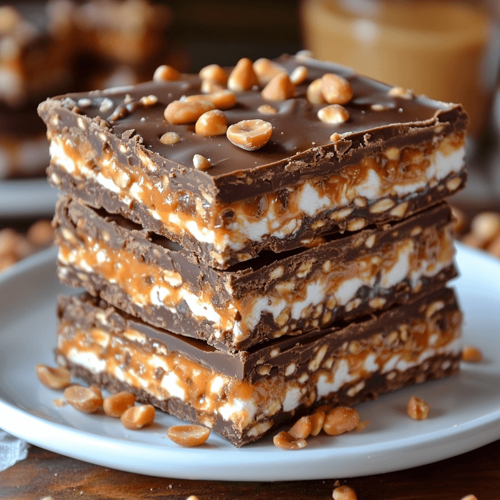 Decadent No-Bake Crispy Snickers Bars: A Sweet Treat - Tasty with Lara