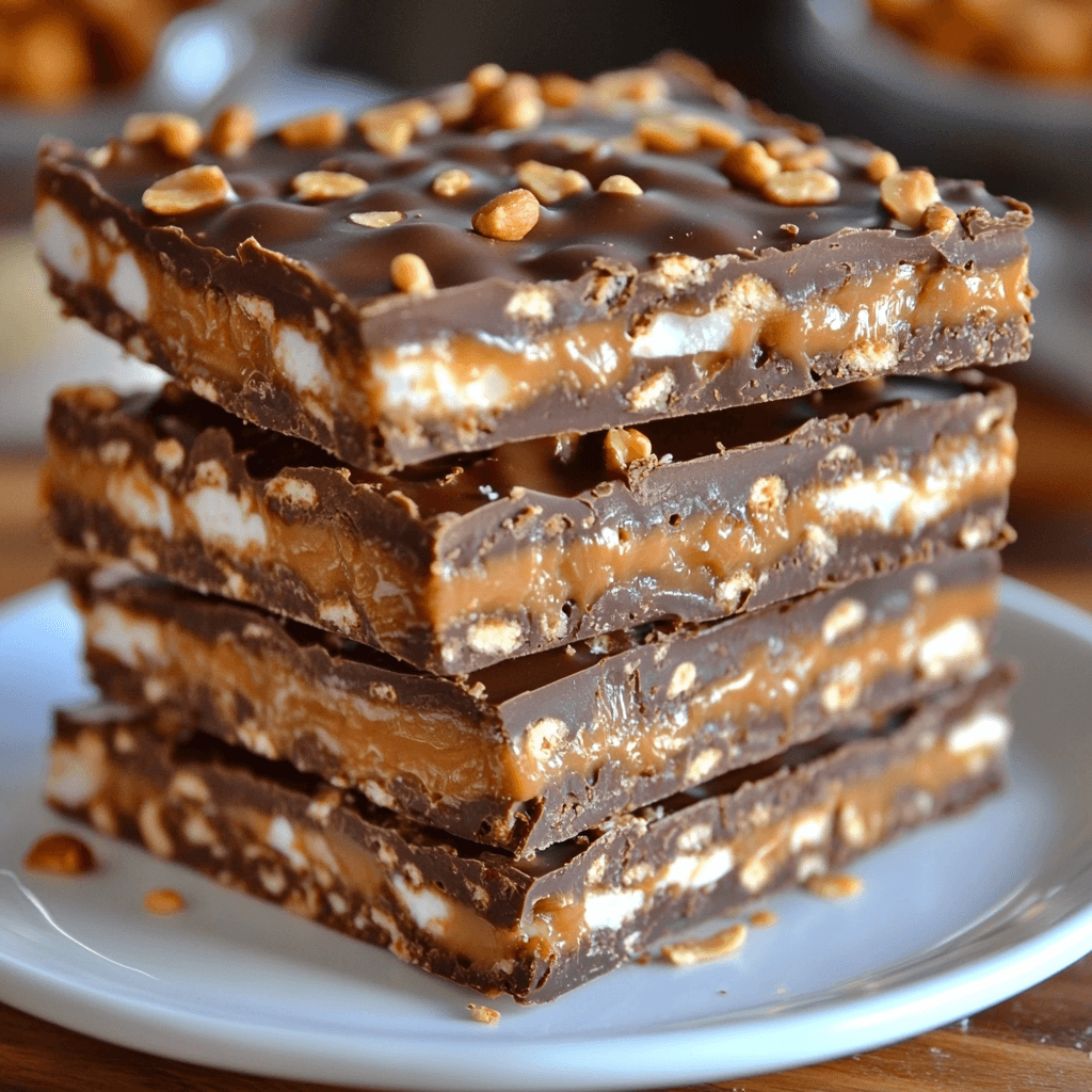 Decadent No-Bake Crispy Snickers Bars: A Sweet Treat - Tasty with Lara