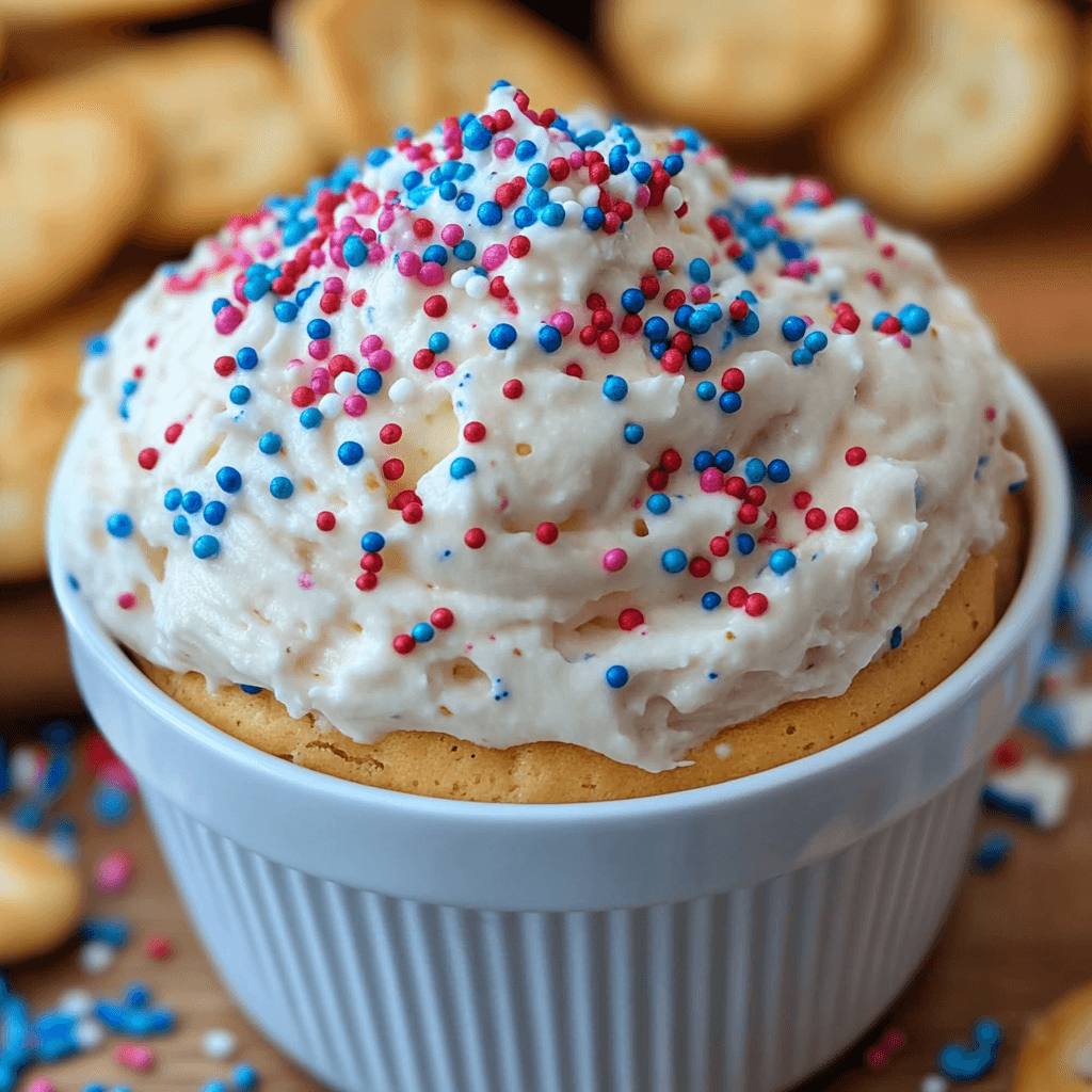 Easy and Delicious Red, White and Blue Funfetti Dip - Tasty with Lara