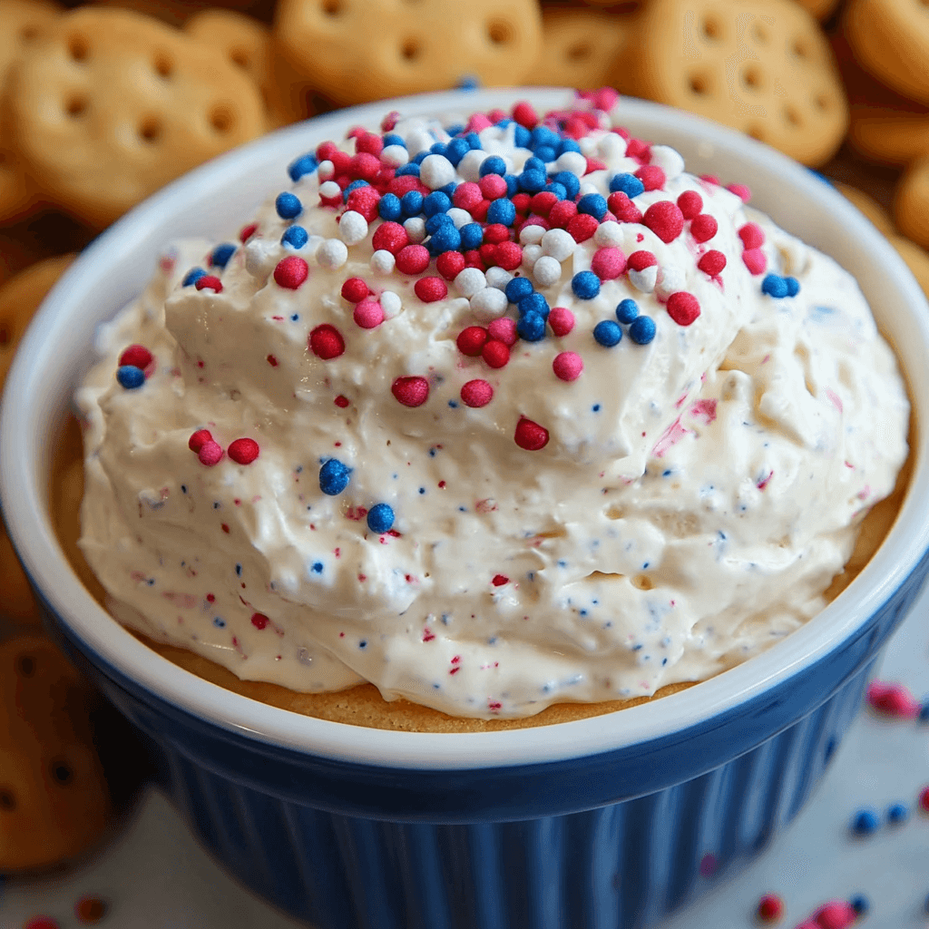 Easy and Delicious Red, White and Blue Funfetti Dip - Tasty with Lara