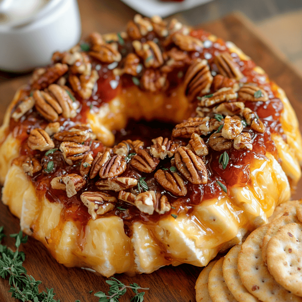Pecan Cheddar Cheese Ring with Strawberry Preserves - Tasty with Lara