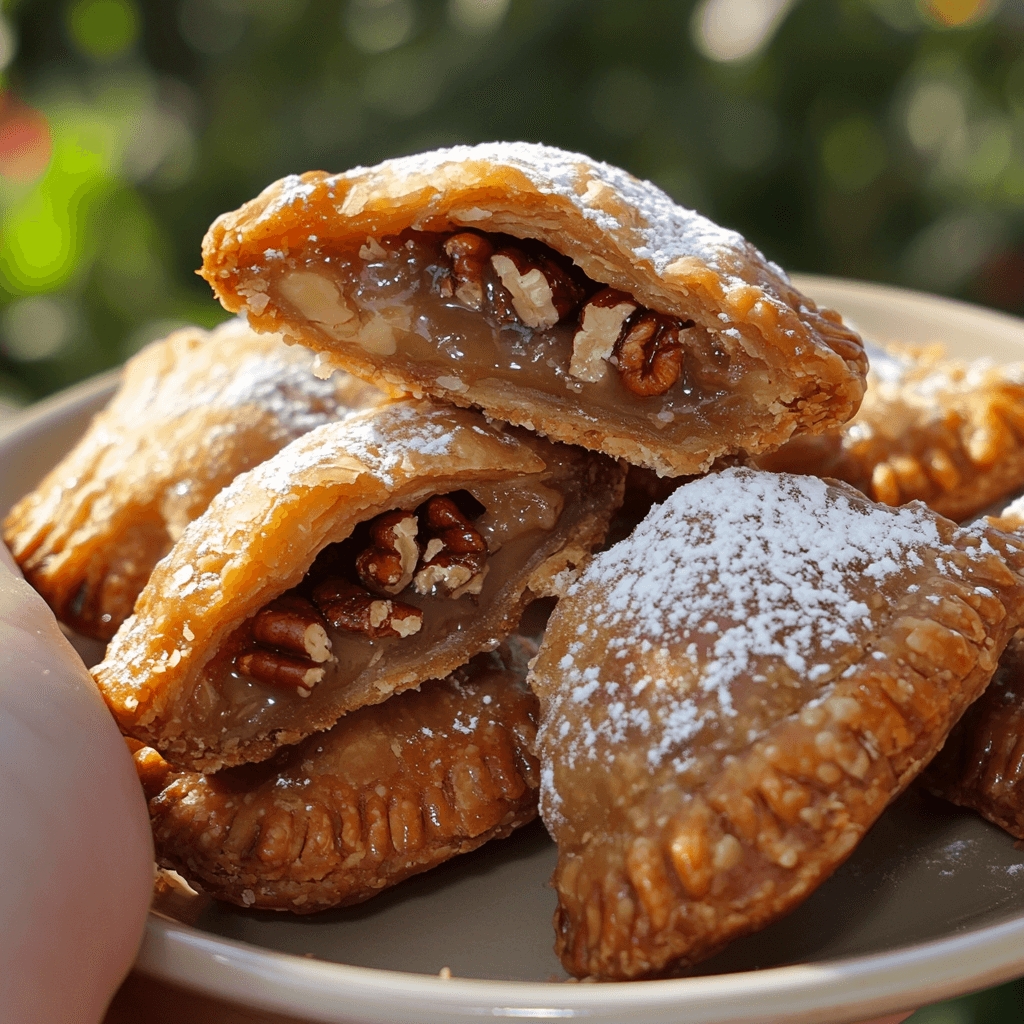 Deep-Fried Pecan Pies with Powdered Sugar - Tasty with Lara