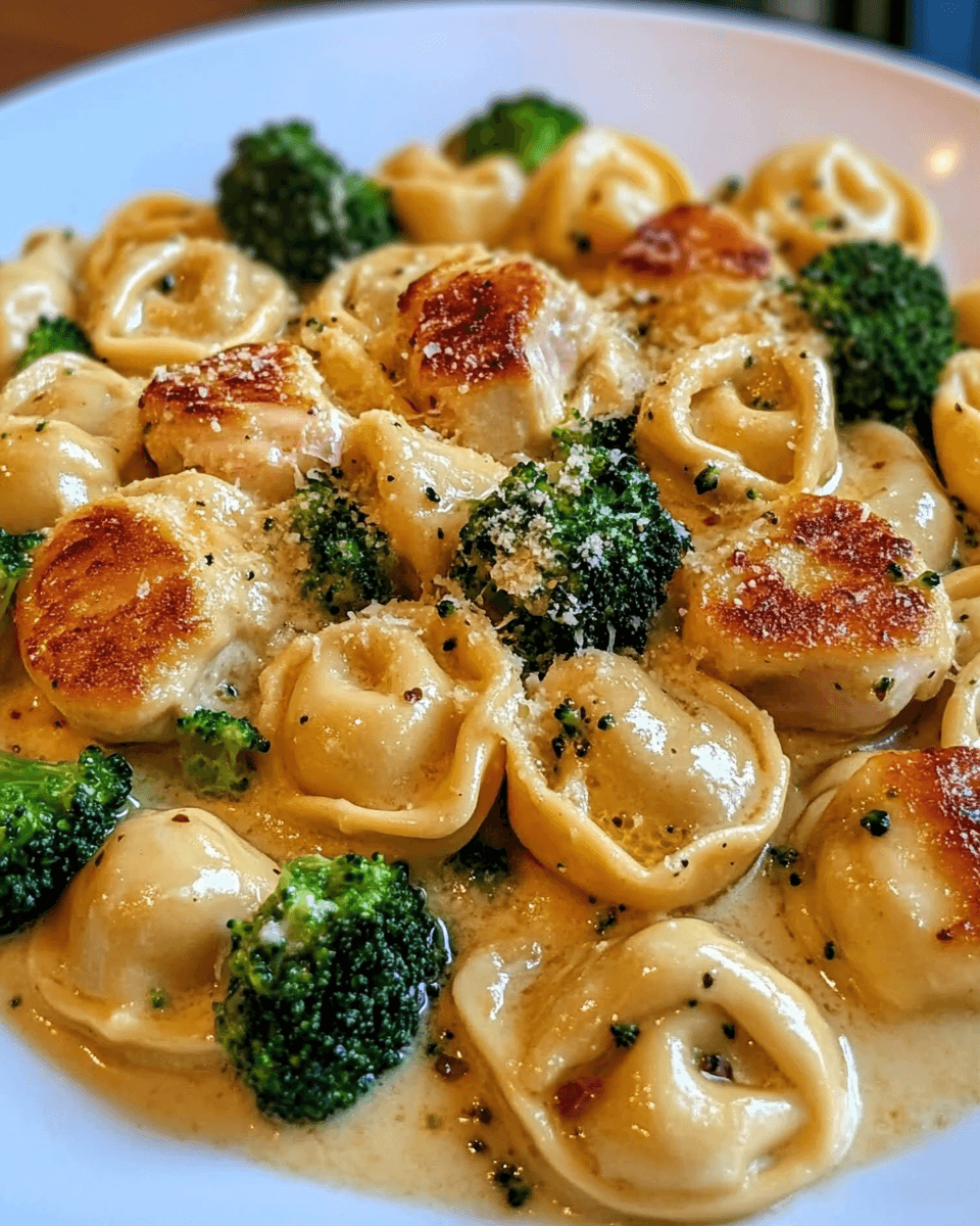 Creamy Garlic Parmesan Tortellini with Chicken and Broccoli - Tasty with Lara