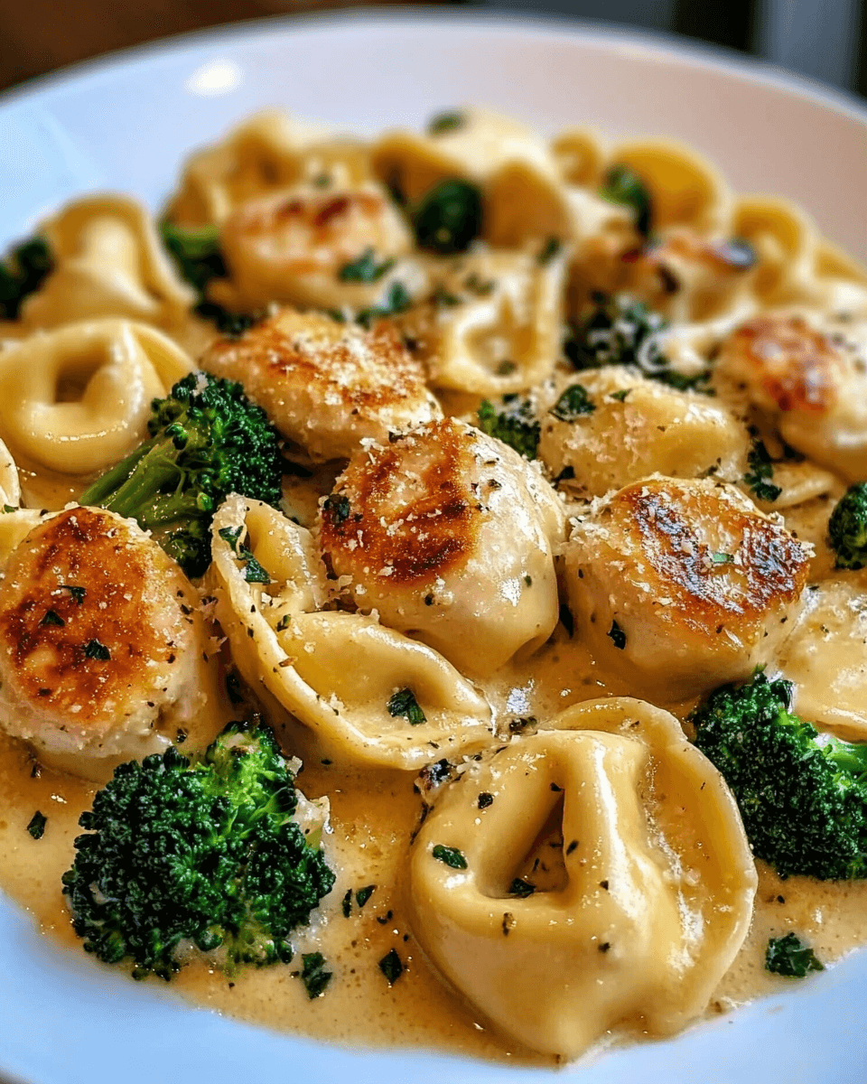 Creamy Garlic Parmesan Tortellini with Chicken and Broccoli - Tasty with Lara