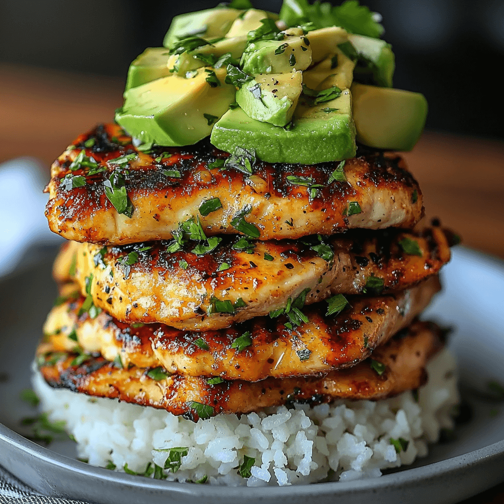 Honey Lime Chicken & Avocado Rice Stack - Tasty with Lara