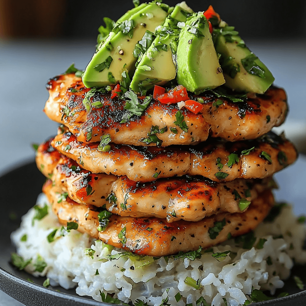 Honey Lime Chicken & Avocado Rice Stack - Tasty with Lara