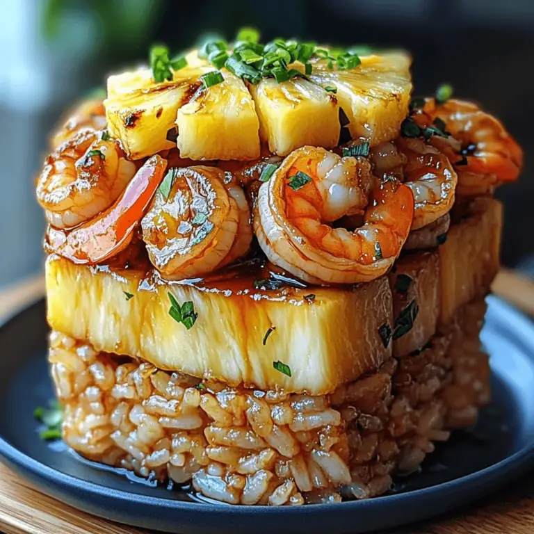 Teriyaki Shrimp and Pineapple Rice Stack - A Flavorful Fusion