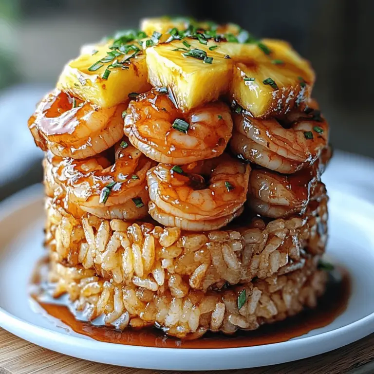 Teriyaki Shrimp and Pineapple Rice Stack - A Flavorful Fusion