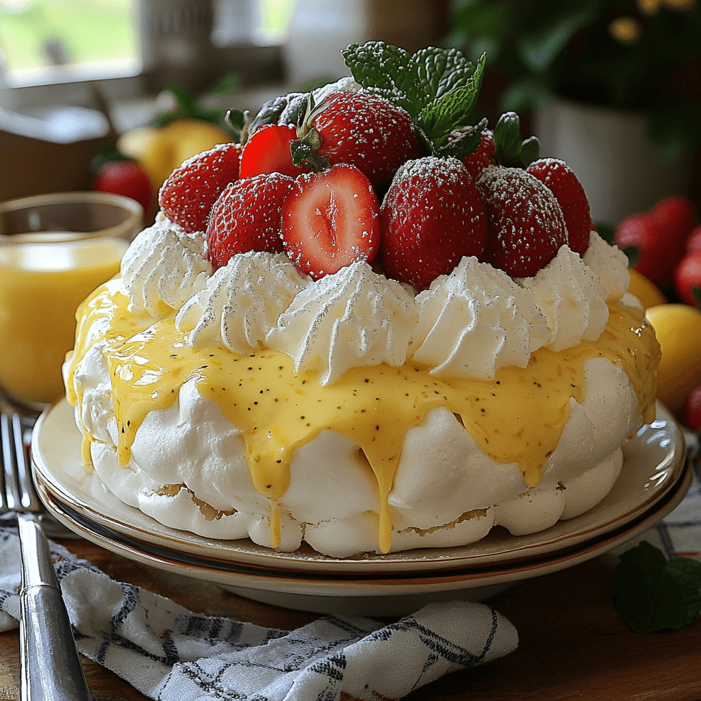 Strawberry Lemon Pavlova - Tasty with Lara