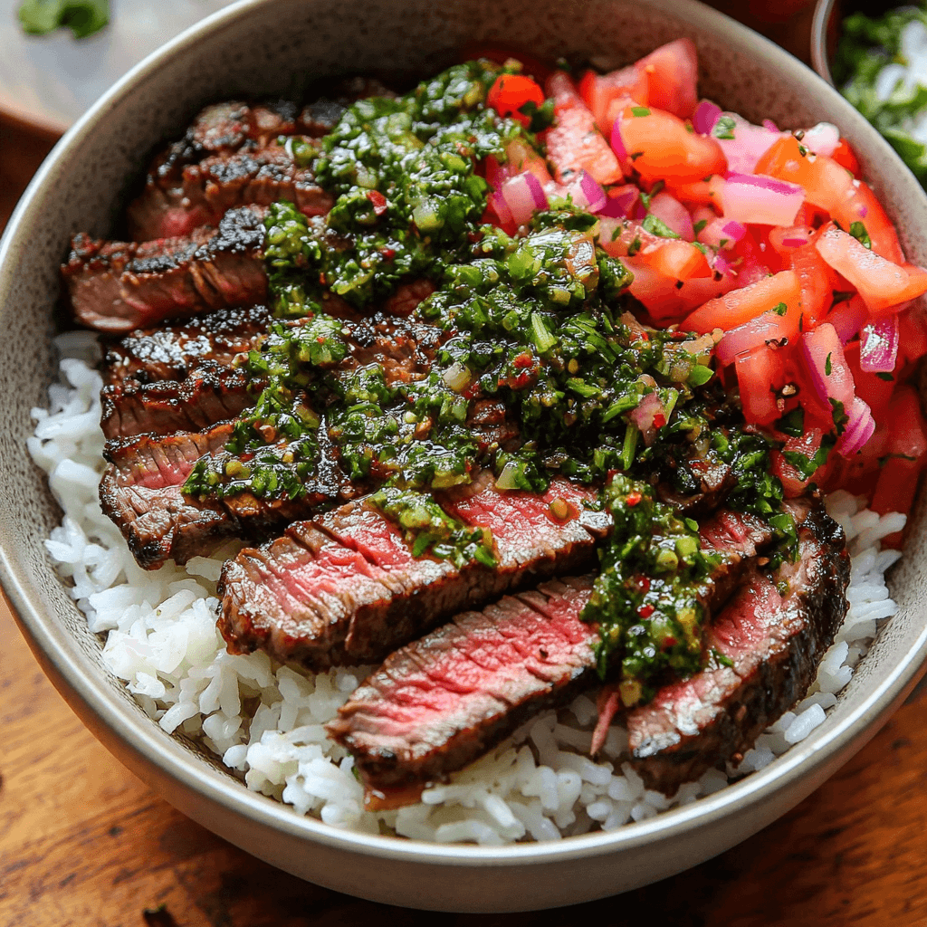 Skirt Steak Rice Bowls with Chimichurri Sauce - Tasty with Lara