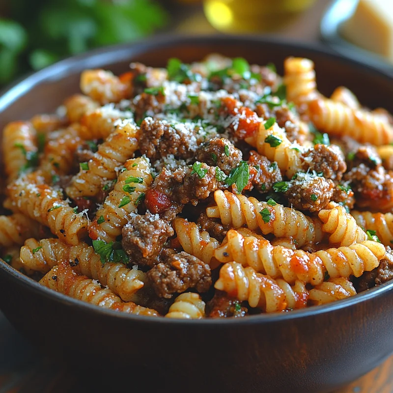 Easy Garlic Parmesan Beef and Rotini | Quick Weeknight Recipe