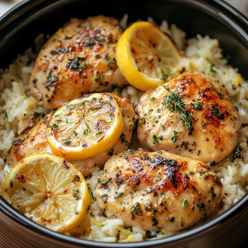 Easy & Cozy Slow Cooker Lemon Herb Chicken and Rice Recipe