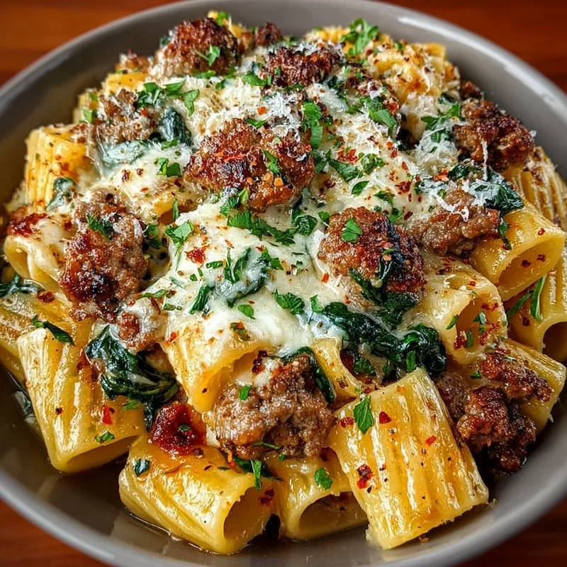Cheesy Beef and Sausage Rigatoni Recipe | Easy One-Skillet Comfort Food