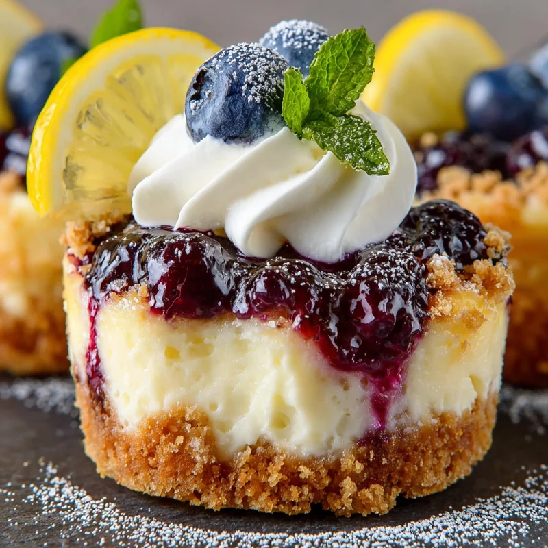 Easy & Cute Lemon Blueberry Mini Cheesecakes | Simple Recipe